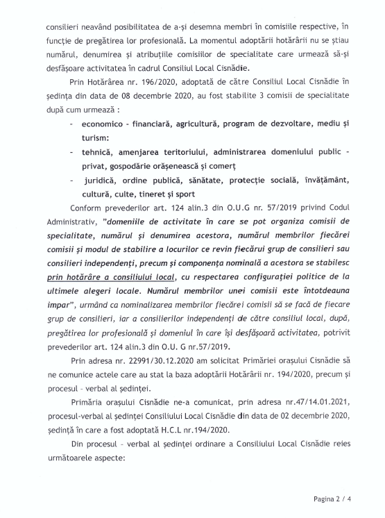 Prefectura Sibiu a dat dreptate USR PLUS Cisnădie - Comisiile de ...